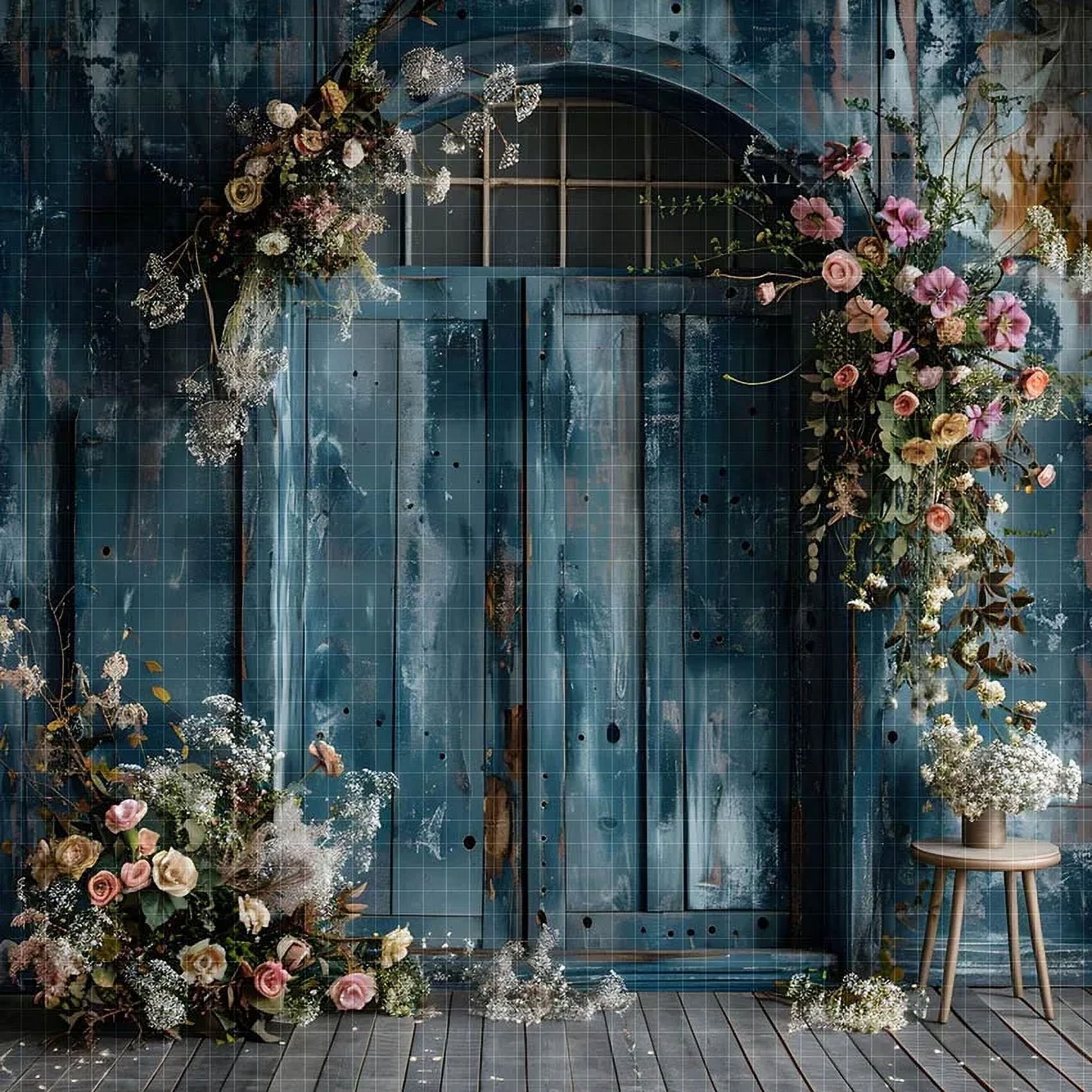 Blue Wall Floral Arch Window Adult Birthday Wedding Maternity Portrait ...