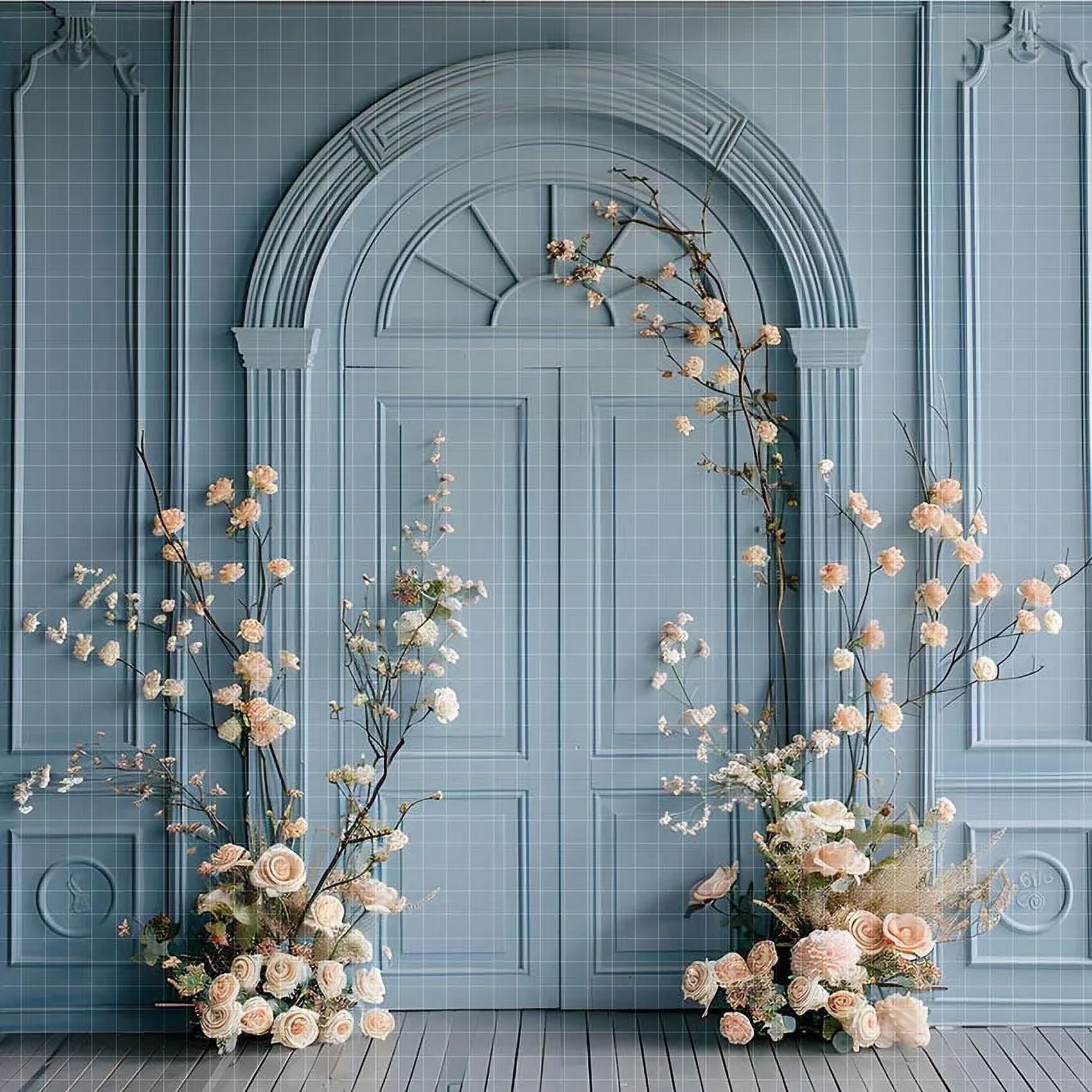 Blue Wall Floral Arch Window Adult Birthday Wedding Maternity Portrait ...