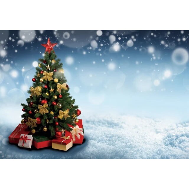 Blue Wall Light Bokeh Christmas Tree Photography Backdrops Photo ...