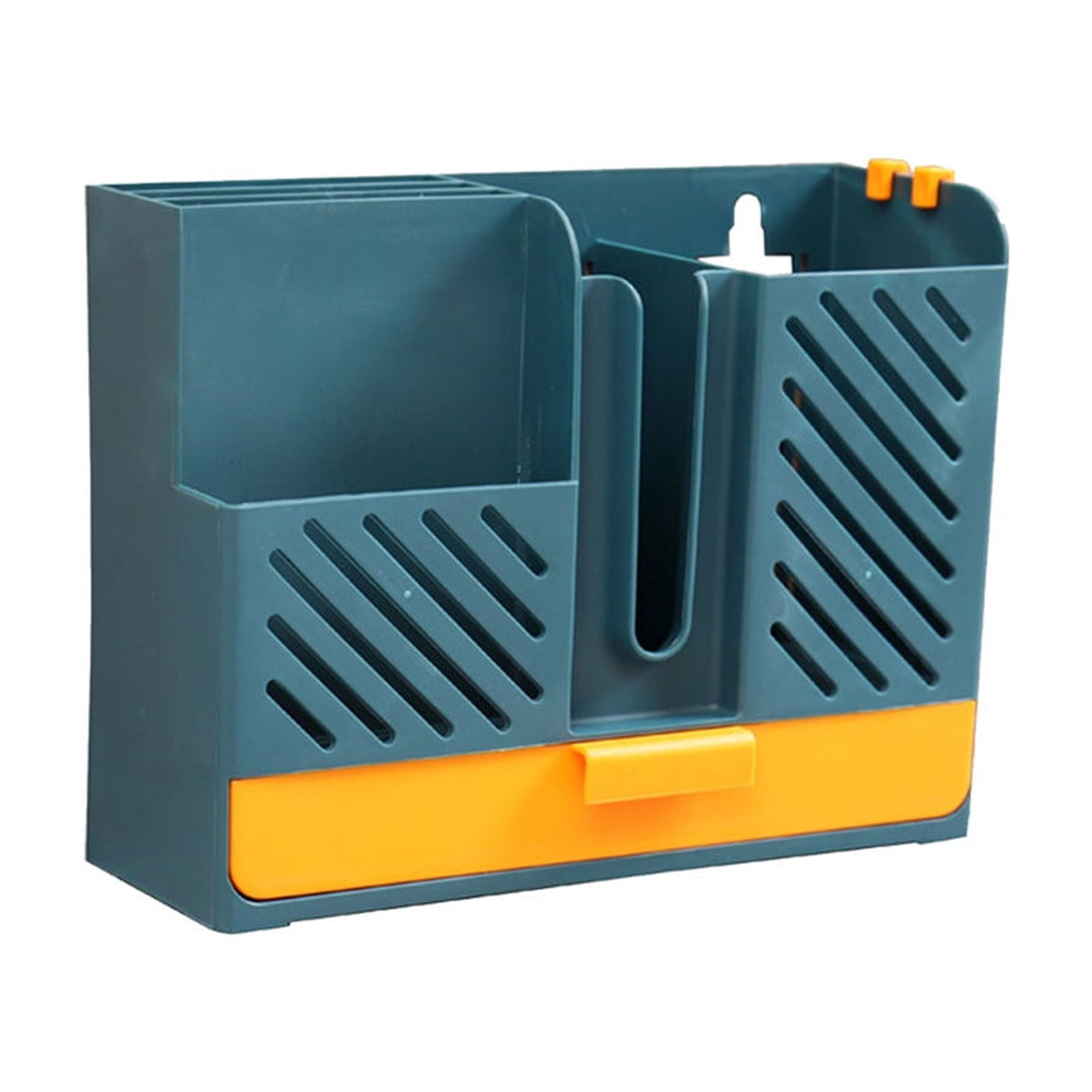Blue Wall Mounted Cutlery Drainer Storage Box Utensil Holder Spoon Fork ...