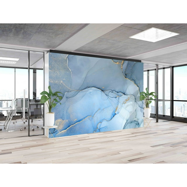 Blue Wall Poster, Wallpaper Wall Art, Bright Wallpaper, Modern ...