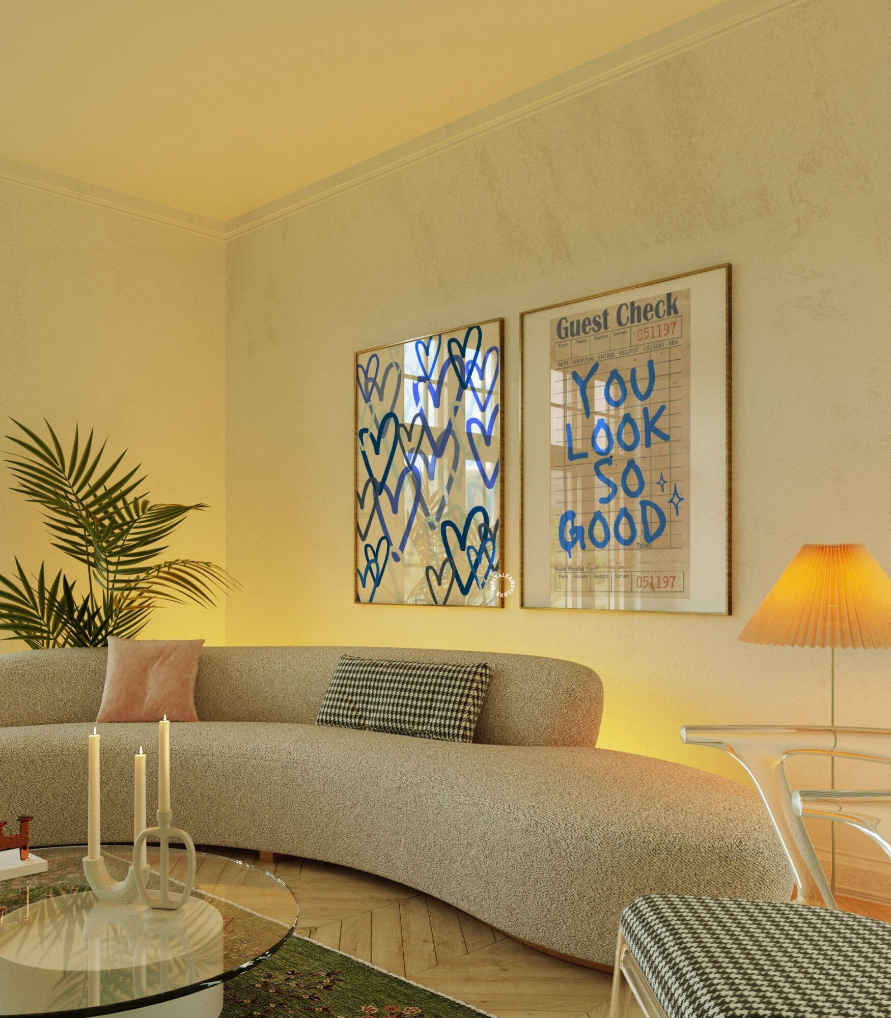 Blue Wall Prints Trendy Wall Decor Prints Guest Check Wall Art Print ...