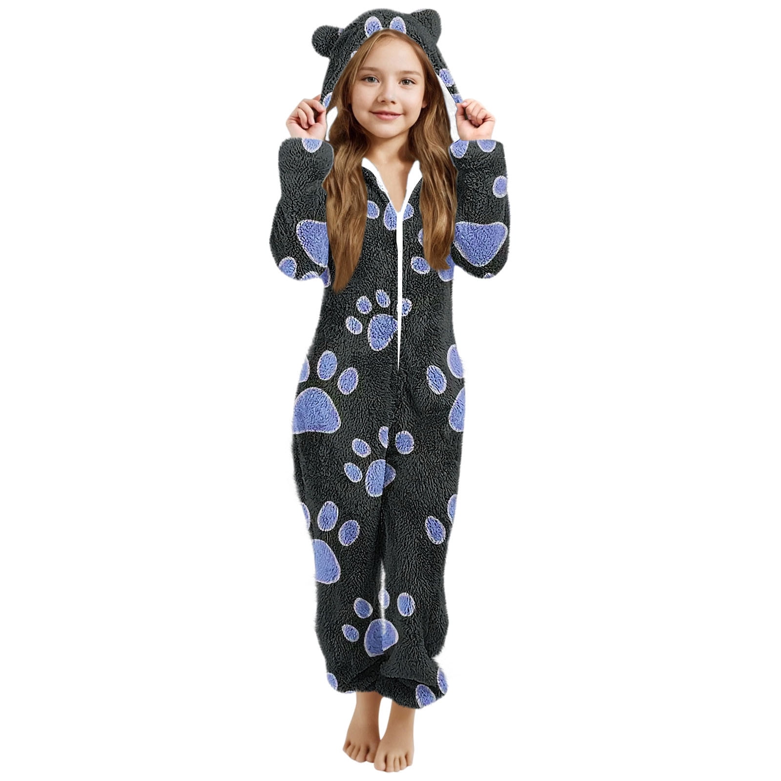 Blue Warm Fuzzy with Hood Straight Leg Plain Long Leg Casual Hoods for ...