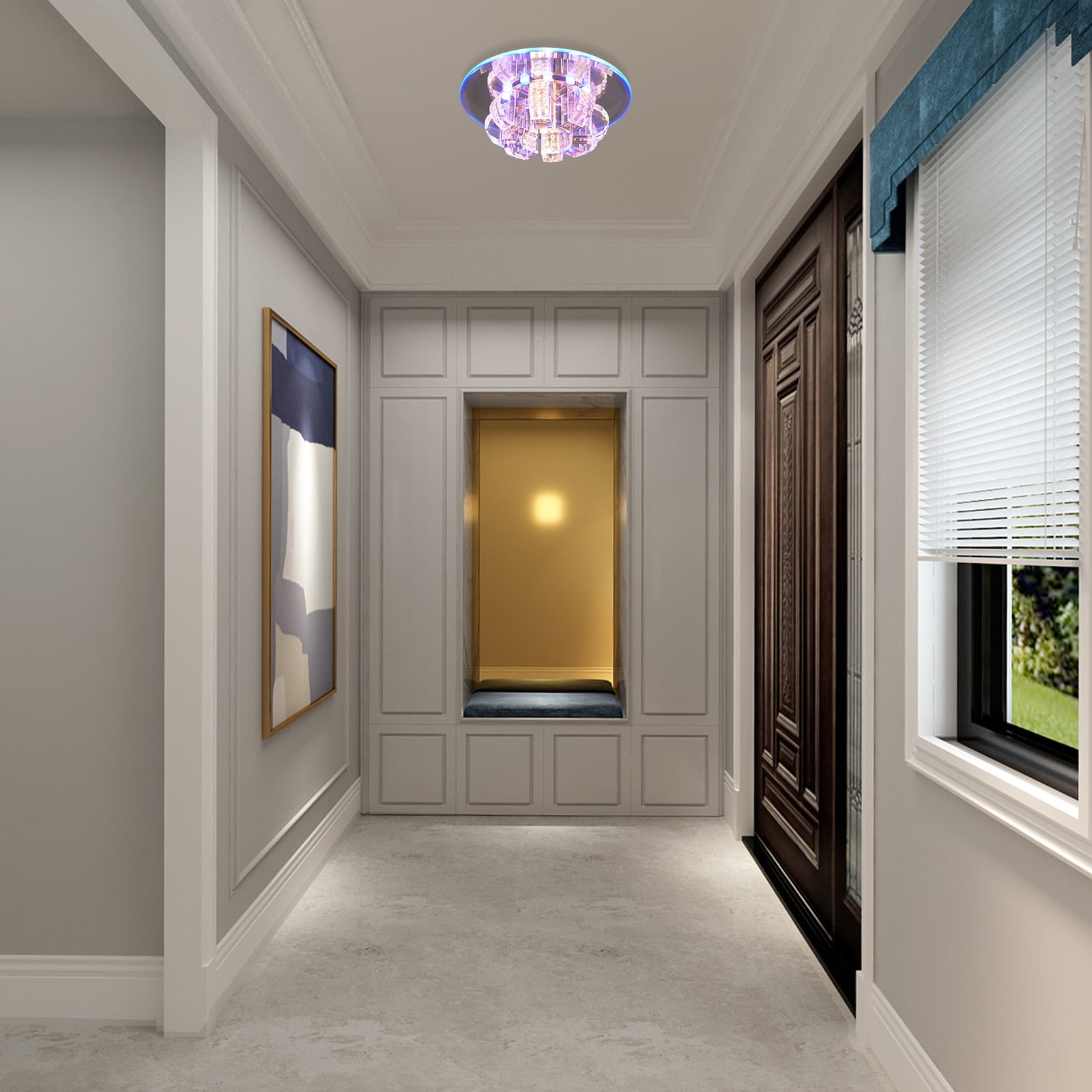 Blue & Warm White LED Flush Mount Crystal Ceiling Light, 18cm Diameter ...