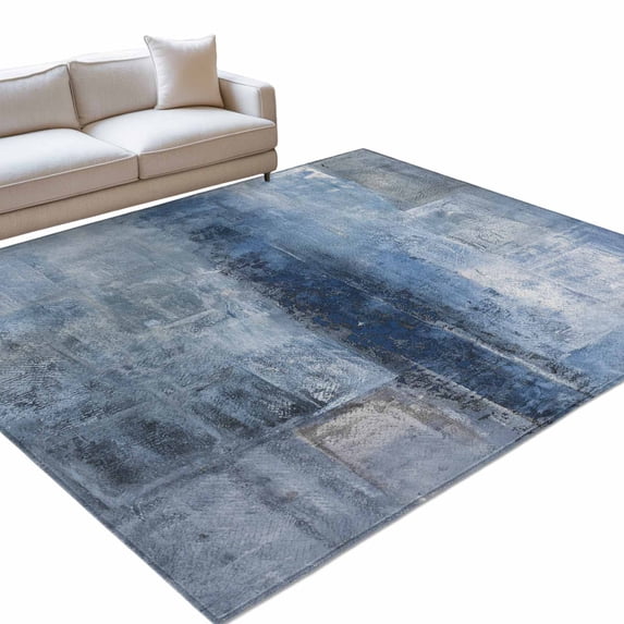 Blue Washable Rug 6x9 Area Rug for Living Room Bedroom Non Slip Indoor ...