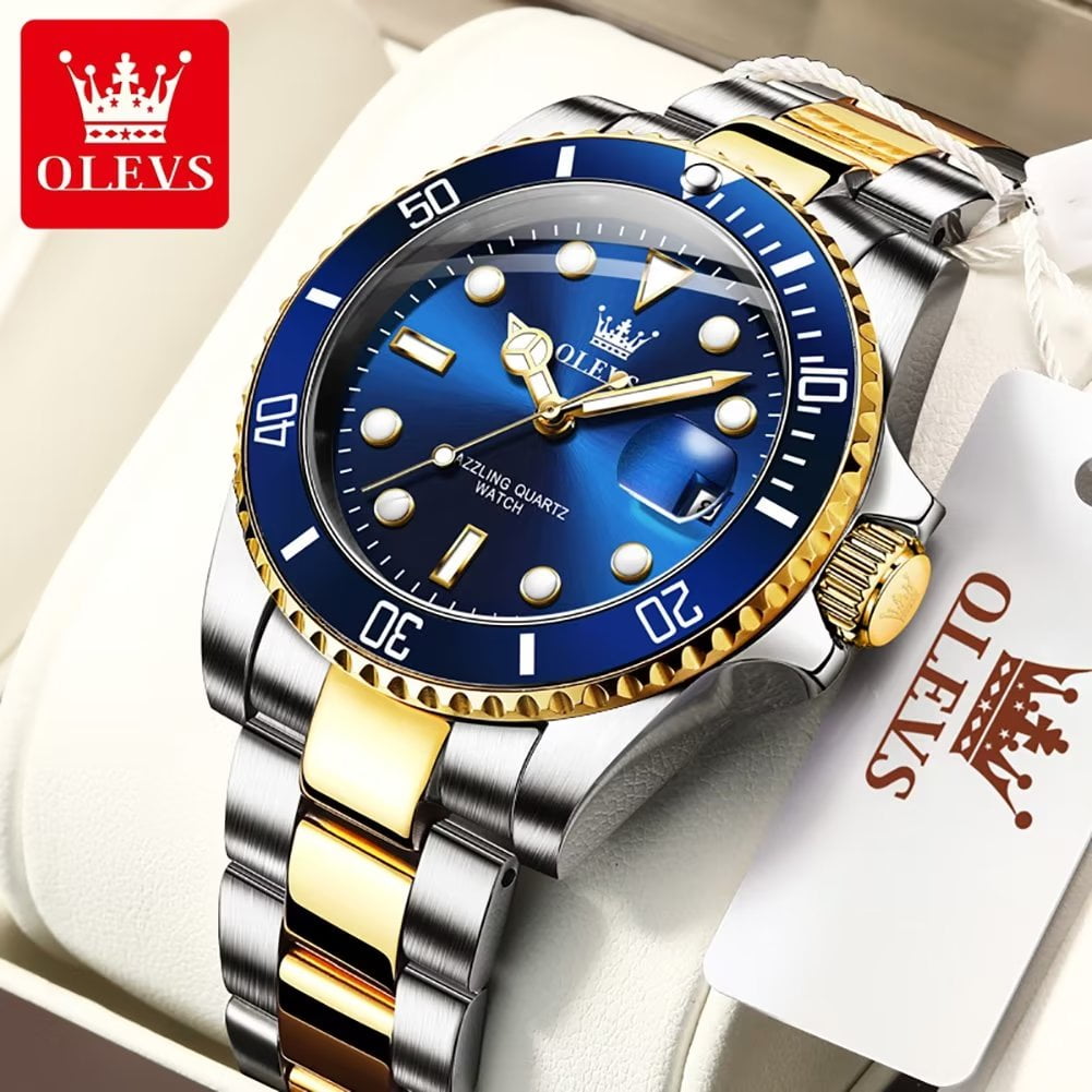 Blue Watches for Men OLEVS Watch for Men Luxury Men Watch Gold and ...