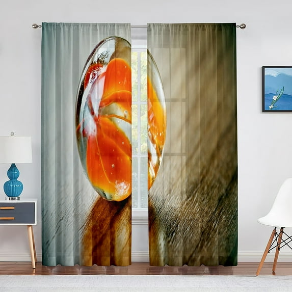 Blue Water Drop Bubbles Sheer Voile Curtains for Bedroom Living Room ...