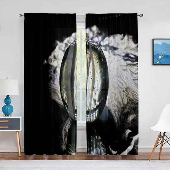 Blue Water Drop Bubbles Sheer Voile Curtains for Bedroom Living Room ...