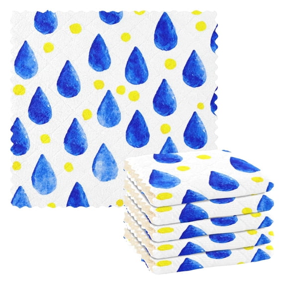 Blue Water Droplet Kitchen Cloth Dish Towels for Drying Washing ...
