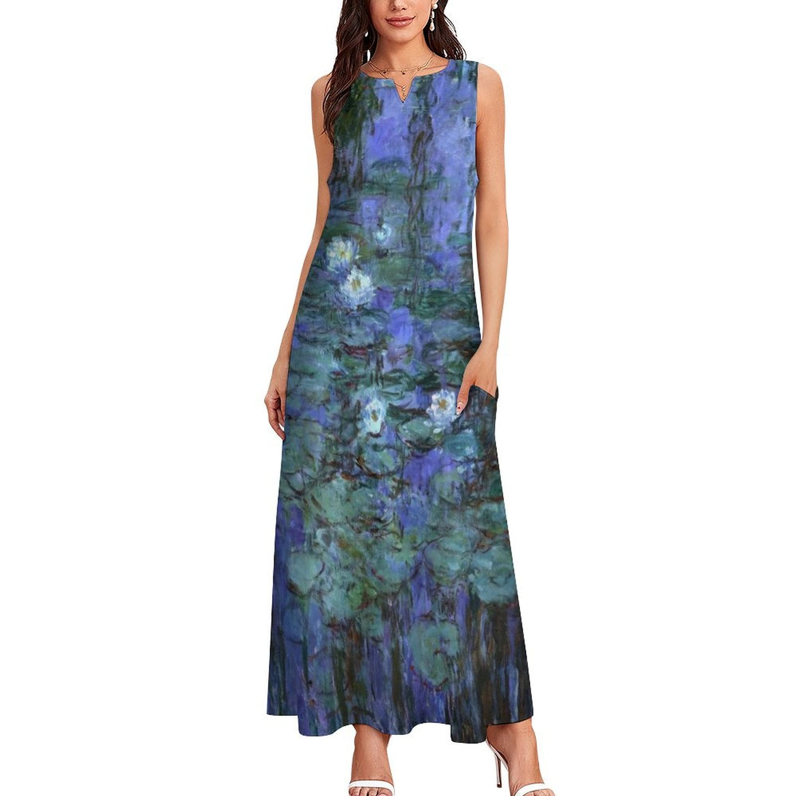 Blue Water Lilies Claude Monet Long Dress Dance dresses birthday ...