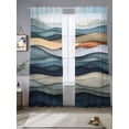 Blue Water Ripple Abstract Geometric Chiffon Sheer Curtains 84 Inches ...
