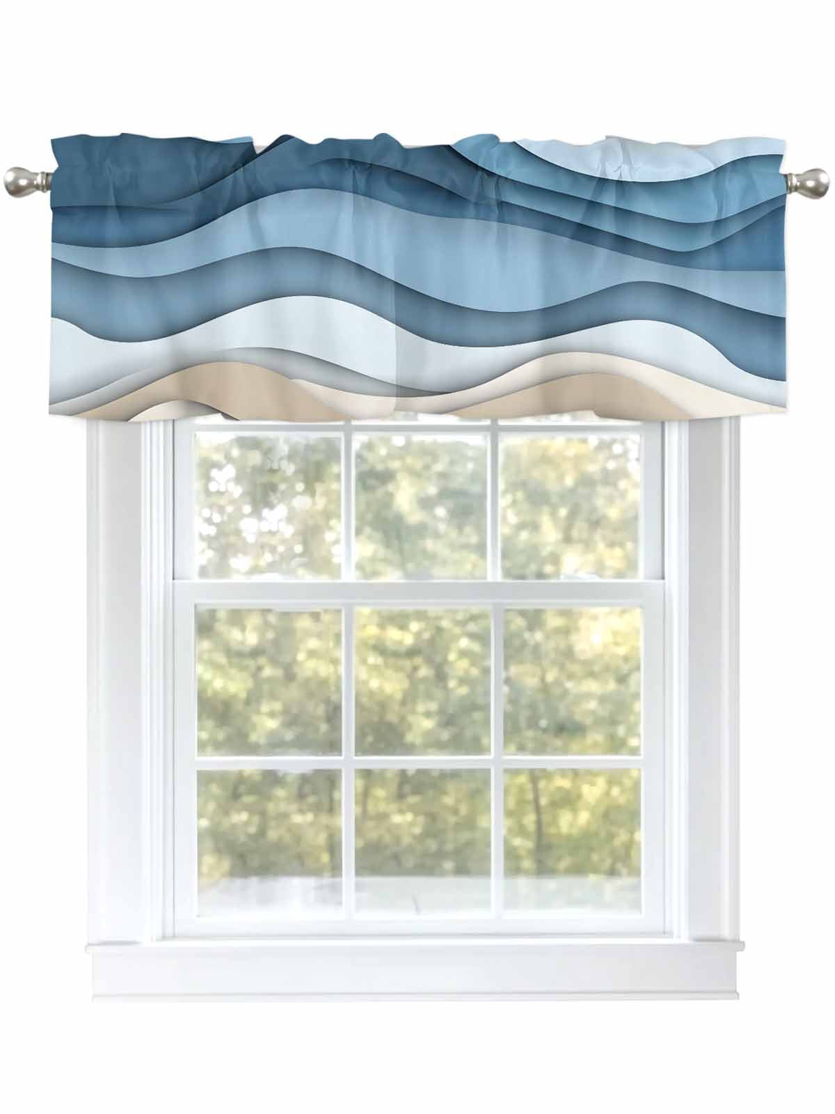 Blue Water Ripple Curtain Valances for Windows, Abstract Art Window ...