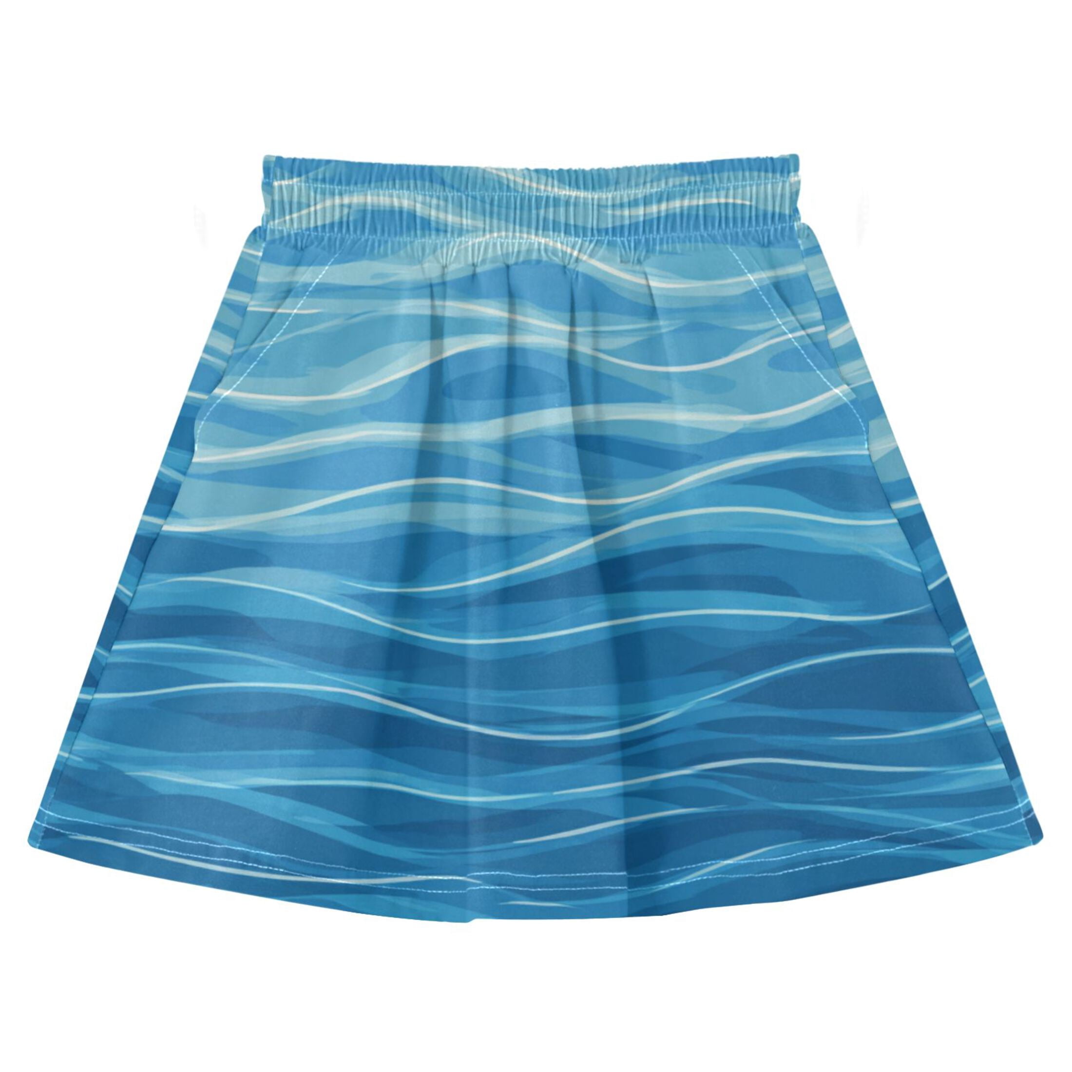 Blue Water Ripples Girls' Skirts A-Line Skirts with Under Dress Shorts ...