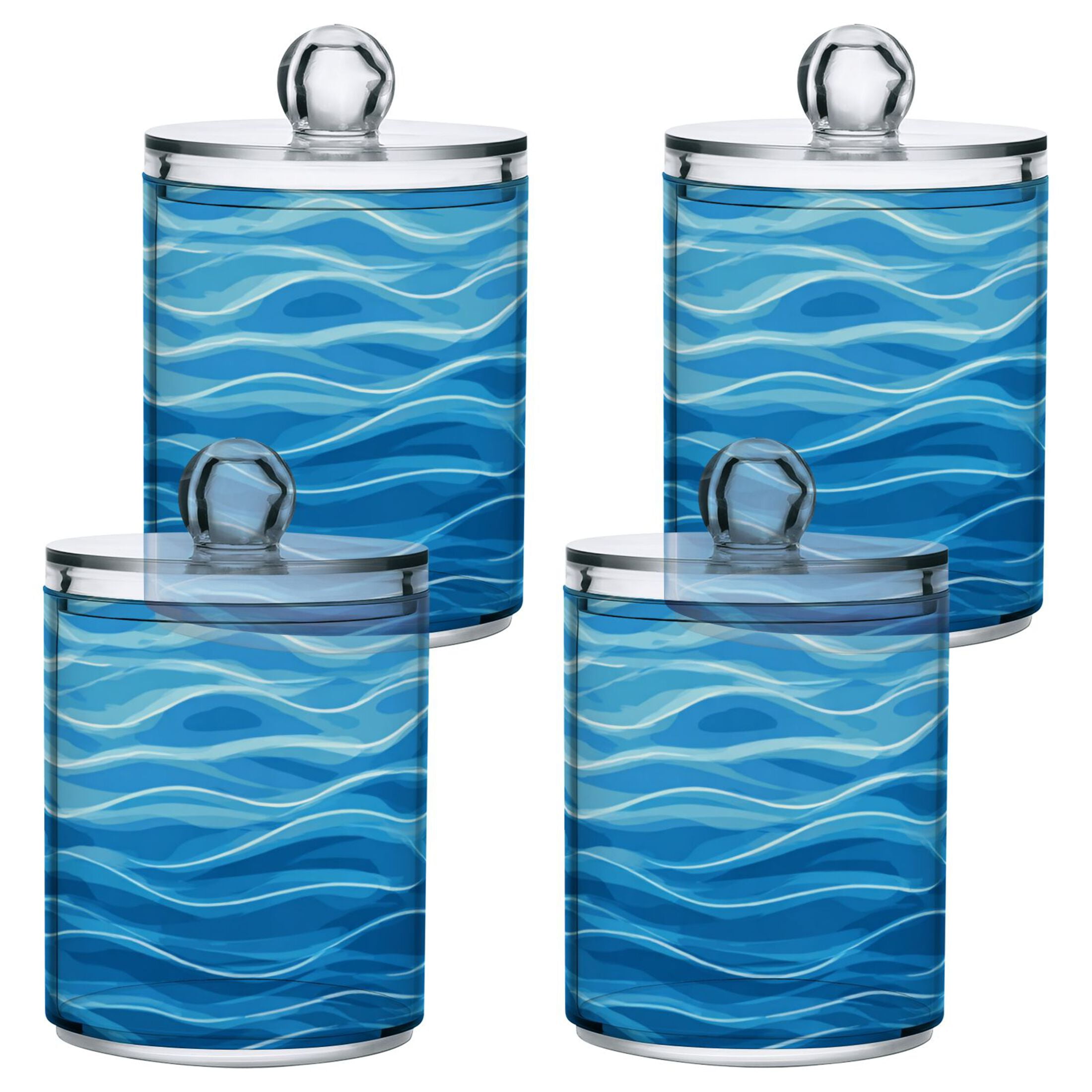Blue Water Ripples Translucent Plastic Cans Storage Canisters with Lid ...