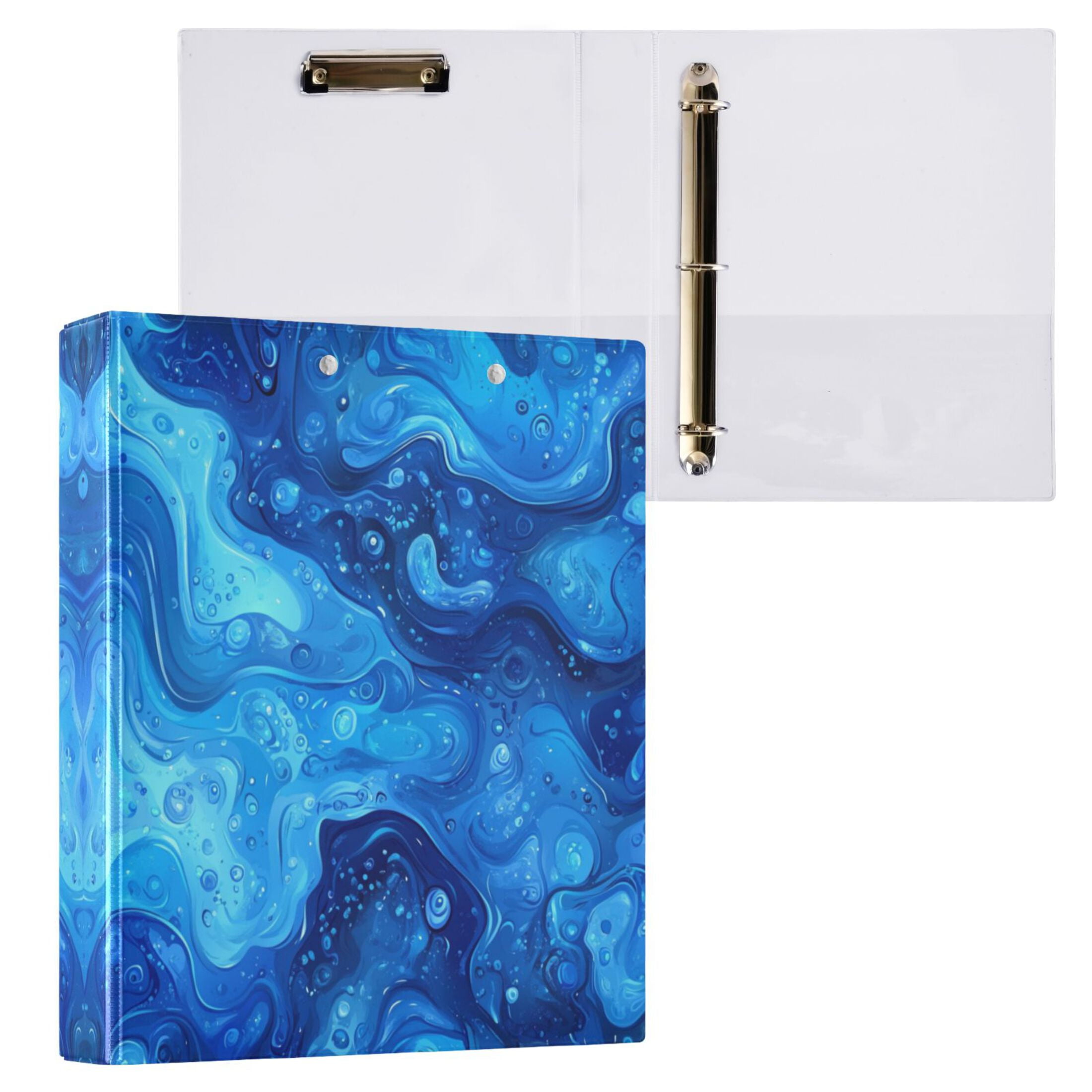 Blue Water Texture 3 Ring Hardcover Binders 1.5in Round Rings for ...
