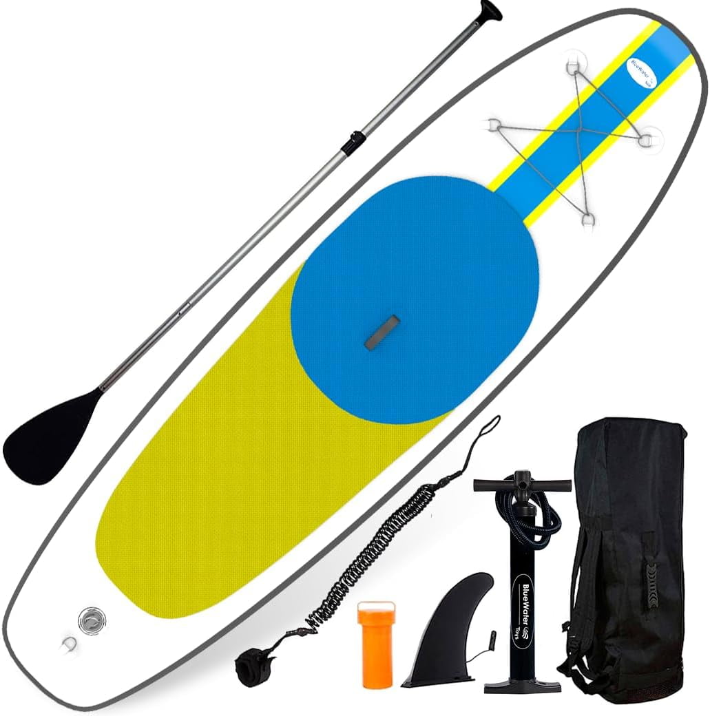 Blue Water Toys Portable Inflatable Stand Up Paddle Board Kit with Pump ...