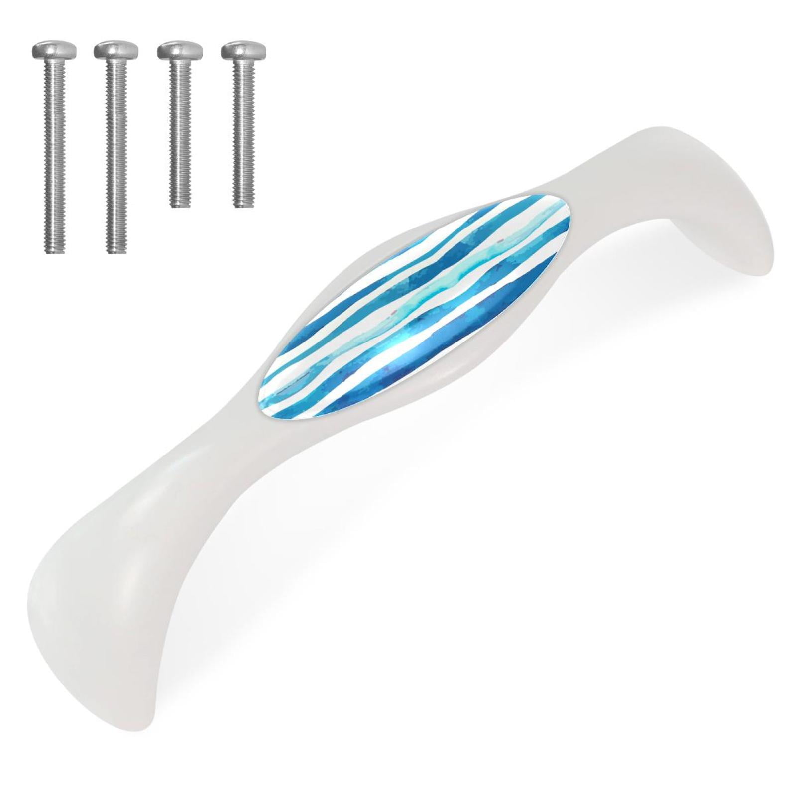 Blue Water Wave Knob 4 Pack Arched Drawer Pulls Crystal Glass White ...