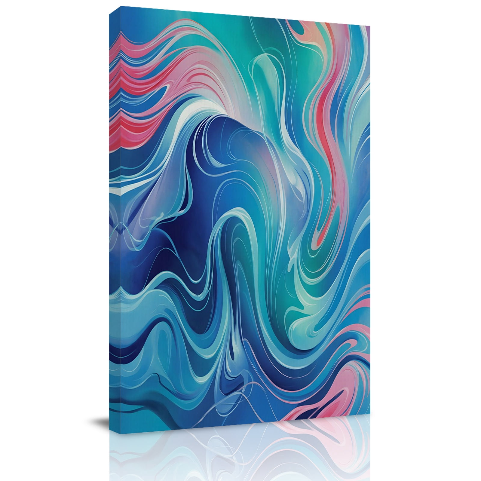 Blue Water Waves Canvas Wall Art for Living Room, Abstract Gradient ...
