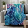 Blue Water Waves Fleece Throw Blanket Abstract Gradient Pink Modern ...