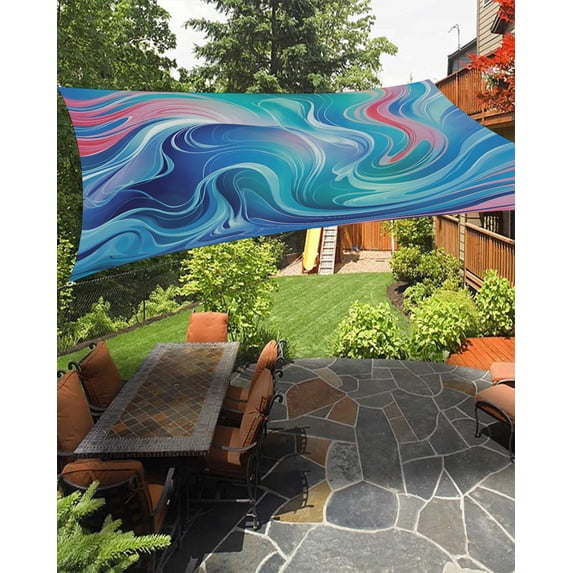Blue Water Waves Sun Shade Sail 12'X16' Abstract Gradient Pink Modern ...