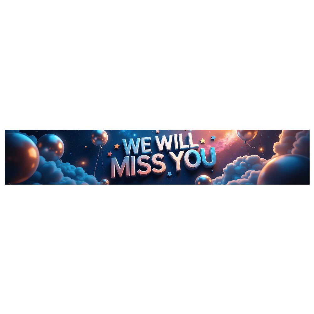 Blue Watercolor Backdrop Banner with Balloons Stars Decors We Will Miss ...