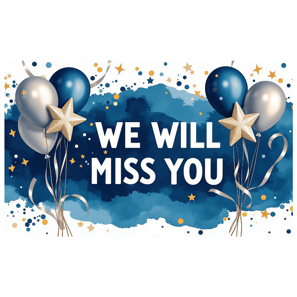 Blue Watercolor Background Banner with Balloons Star Elements We Will ...