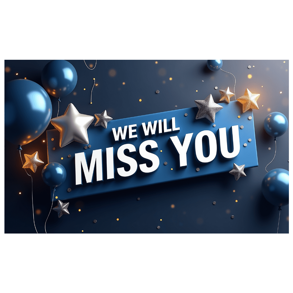 Blue Watercolor Background Banner with Balloons Stars and the Text We ...