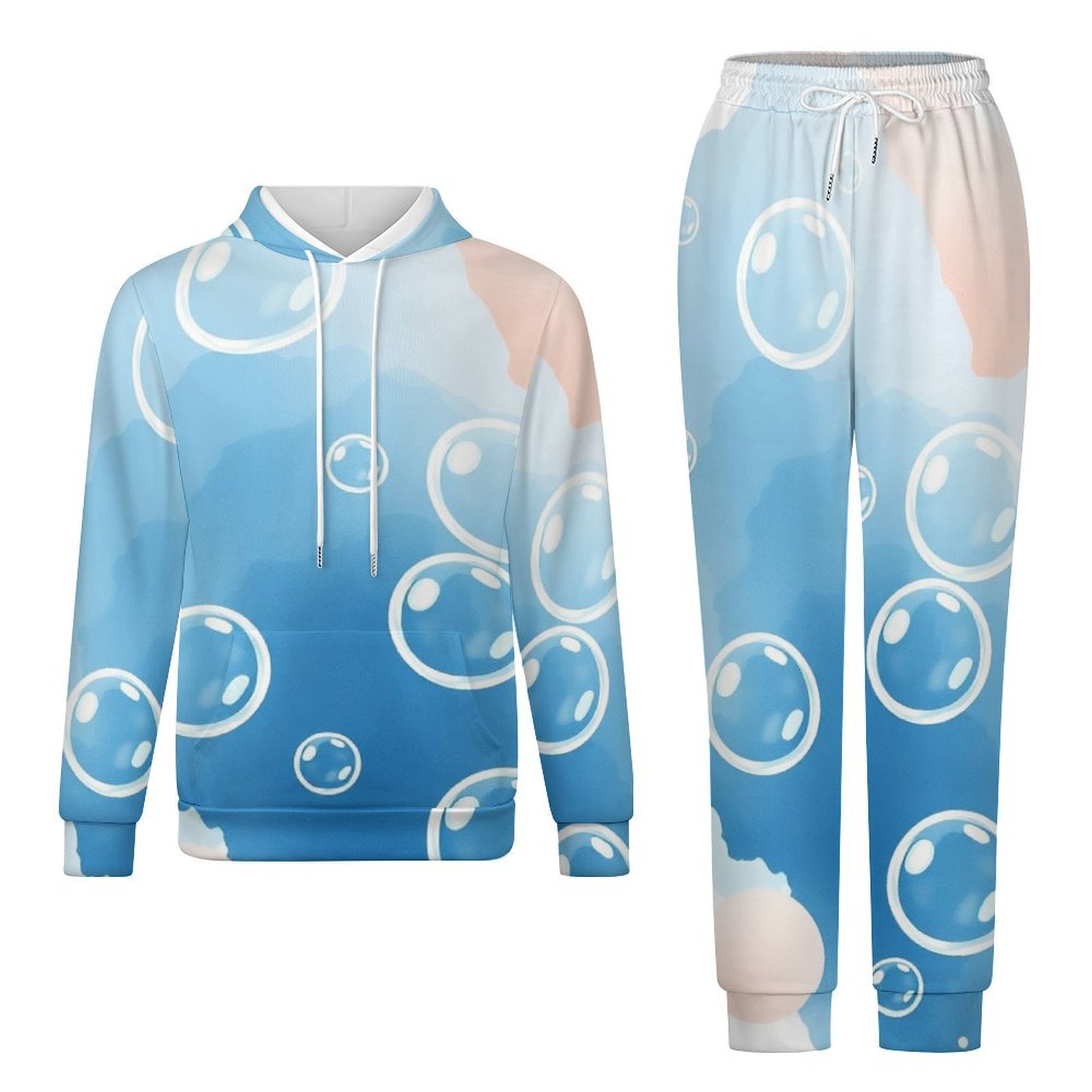 Blue Watercolor Bubbles Hoodie Pant Suits Men Women Hooded Sweatshirts ...