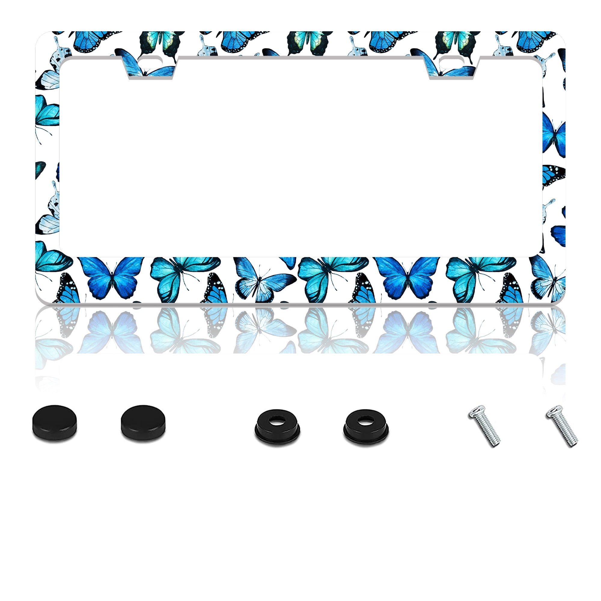 Blue Watercolor Butterflies License Plate Frames Personalized License ...