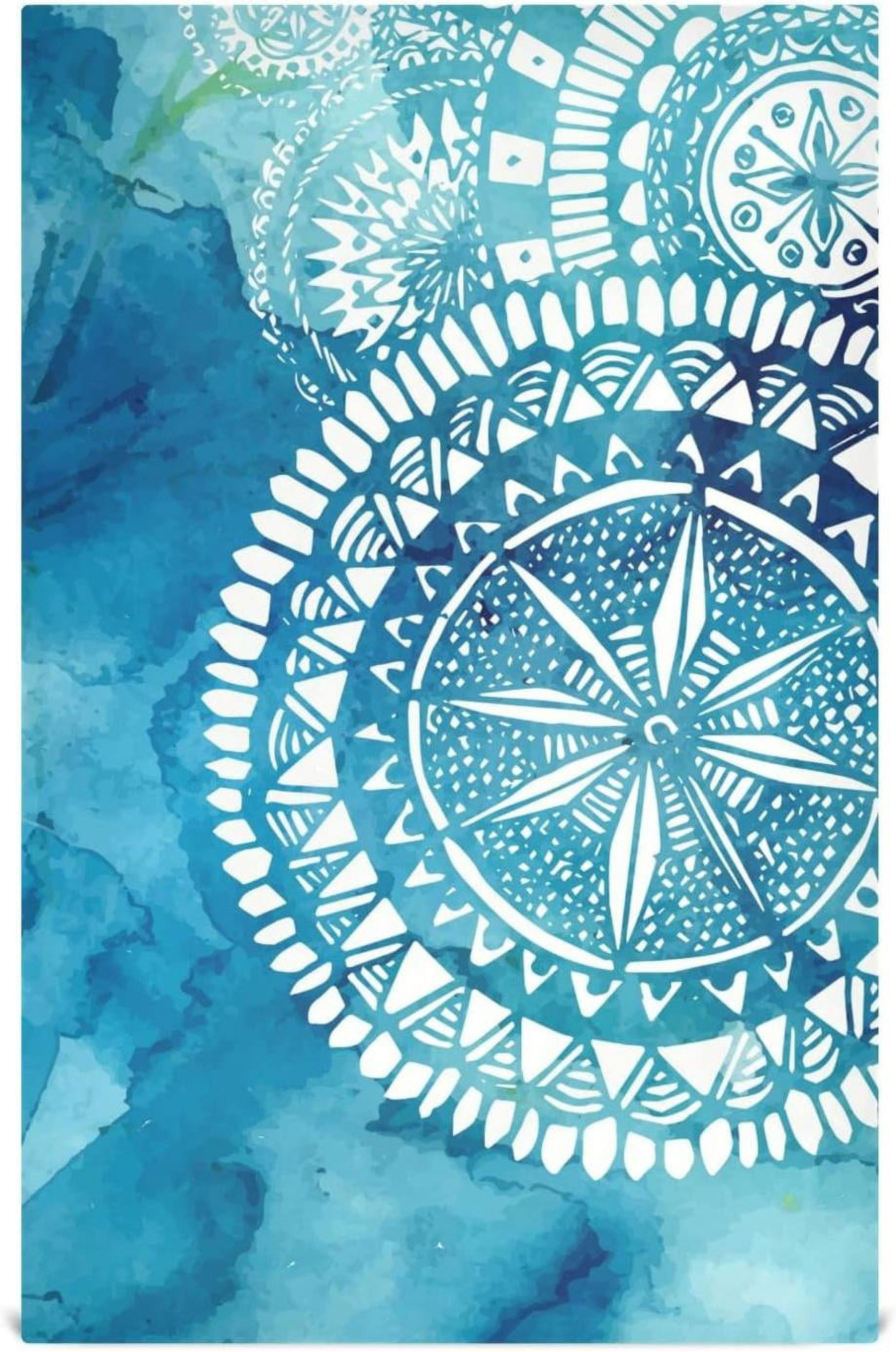 Blue Watercolor Flower Tea Towels Set of 1 Bohemia Style Kitchen Dish ...
