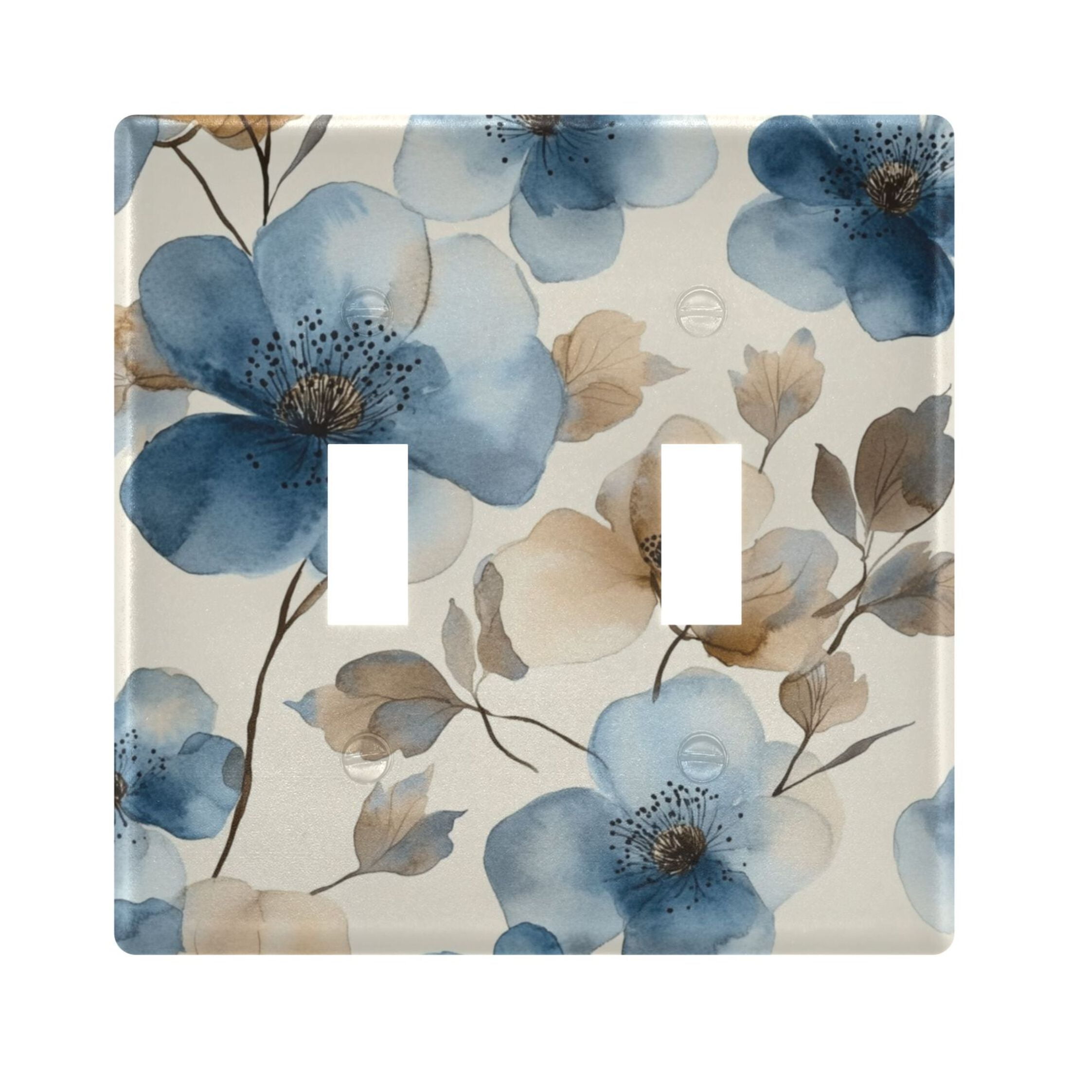 Blue Watercolor Flowers Decorative Light Switch Plates Switch Cover ...