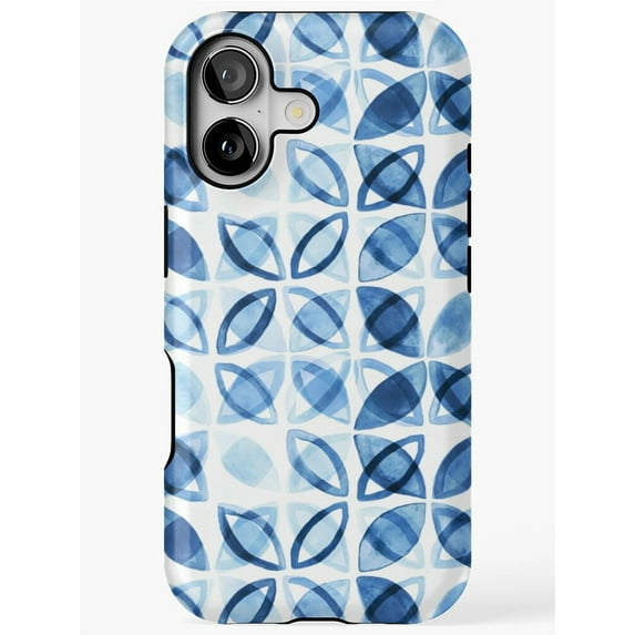 Blue Watercolor Pattern Art Phone Case for iPhone 11 12 13 14 15 16 17 ...