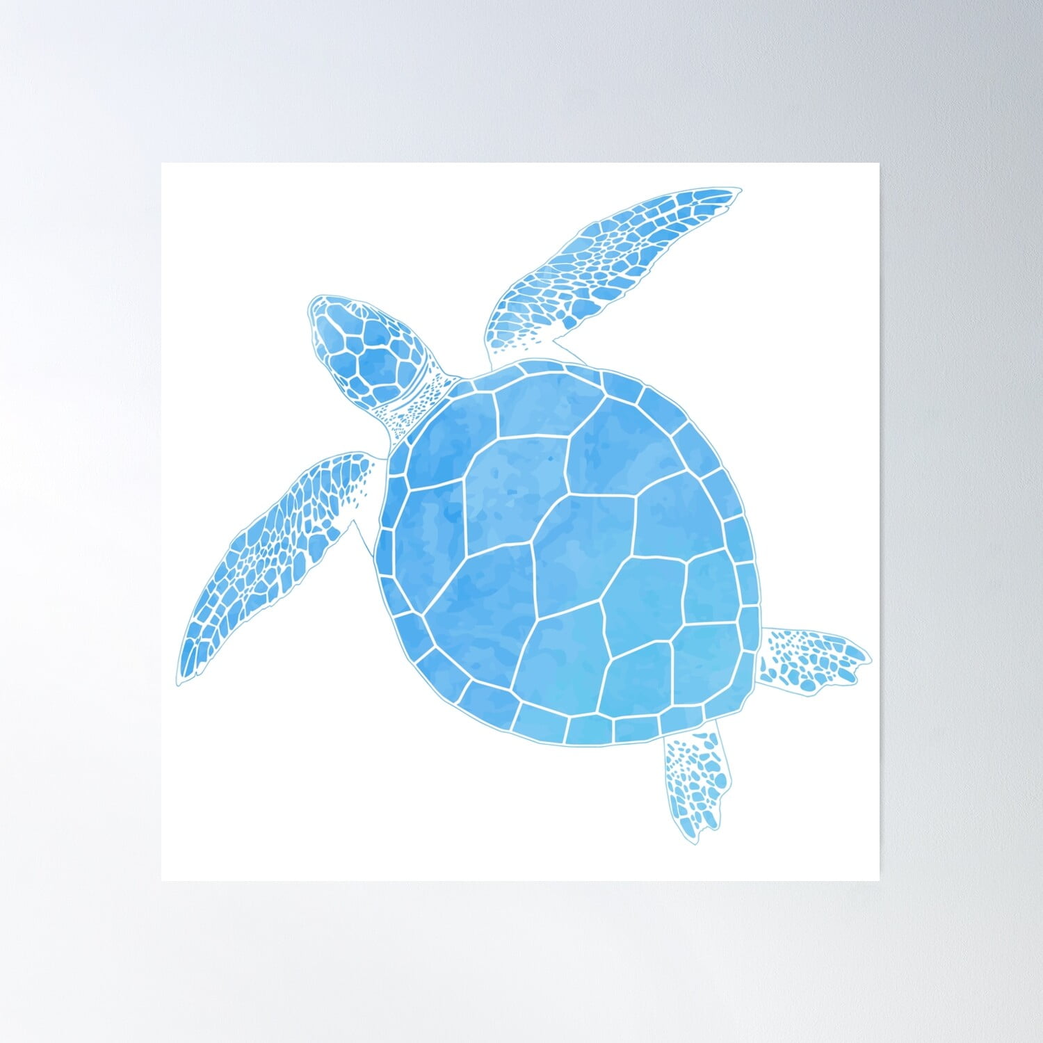 Blue Watercolor Sea Turtle - Coastal Minimal Digital Graphic Design ...
