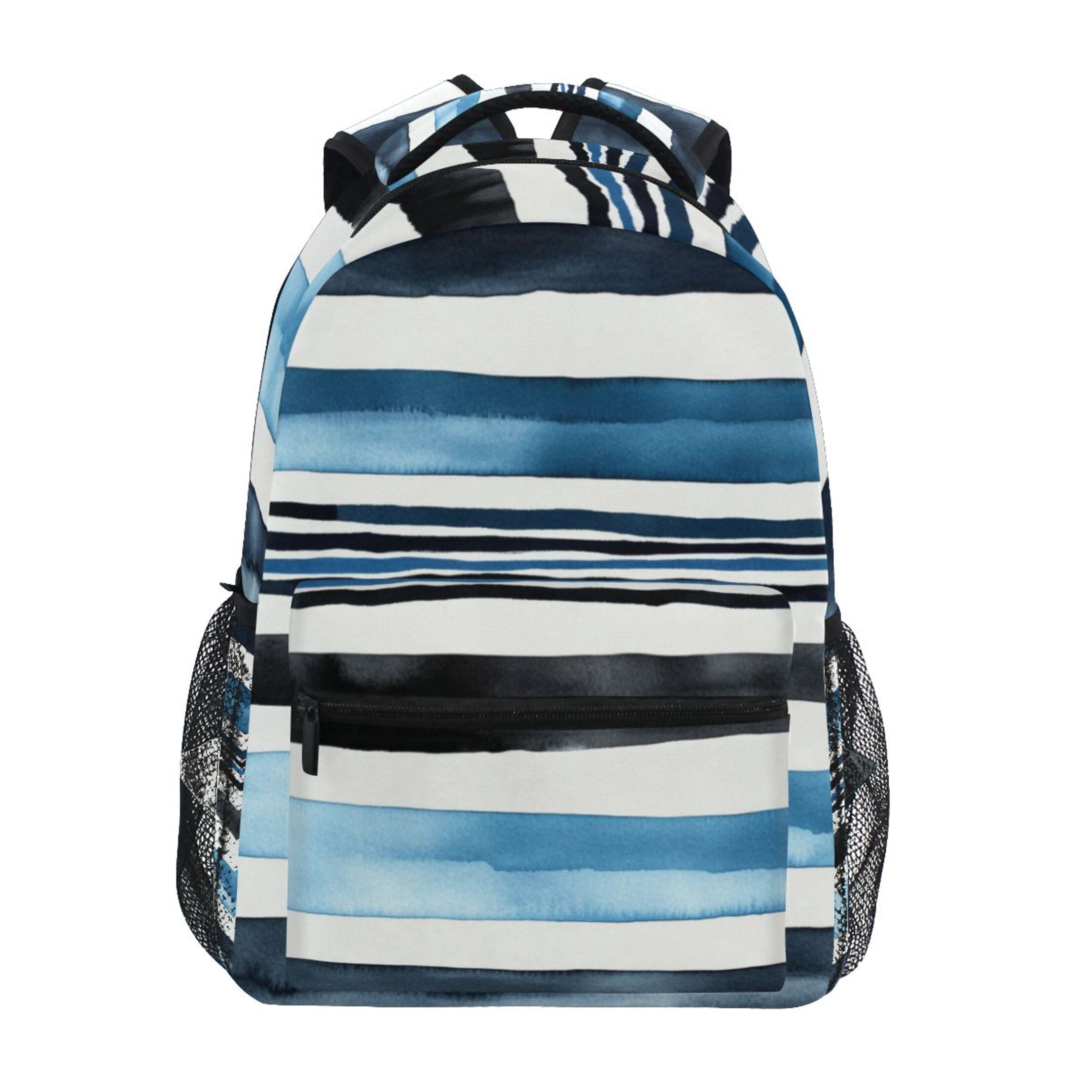 Blue Watercolor Stripes Stylish Large Backpack 15L Self-Standing ...