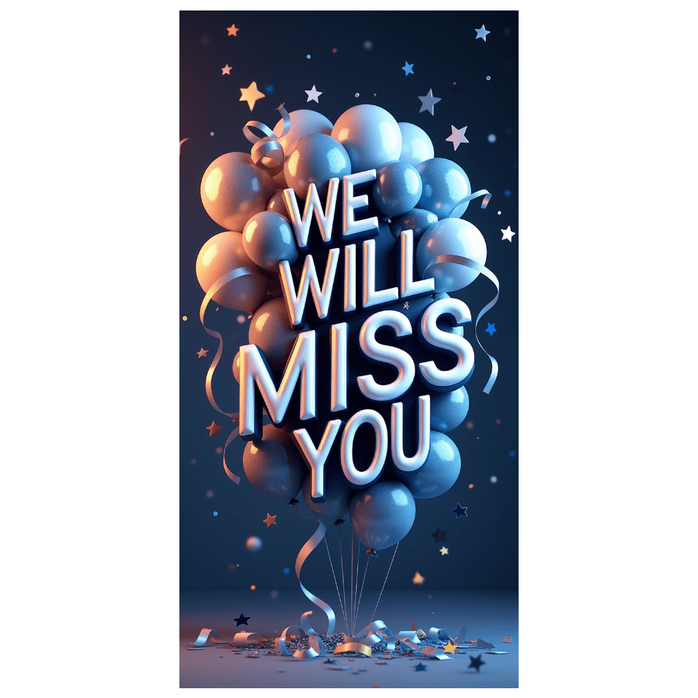 Blue Watercolor Style Farewell Banner with Balloons Star Elements Party ...