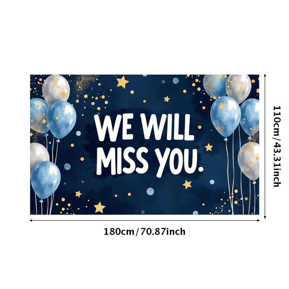Blue Watercolor Style Farewell Banner with Balloons Star Elements Party ...