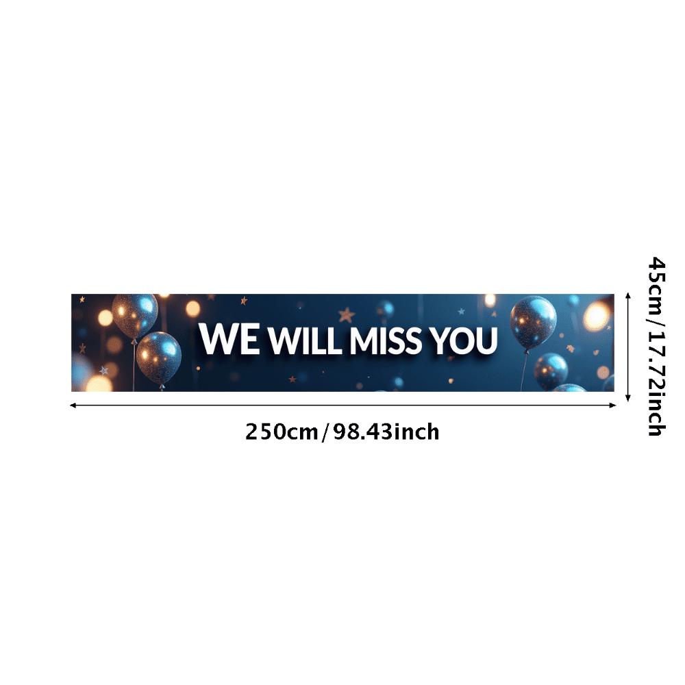 Blue Watercolor Style Farewell Banner with Balloons Star Elements Party ...