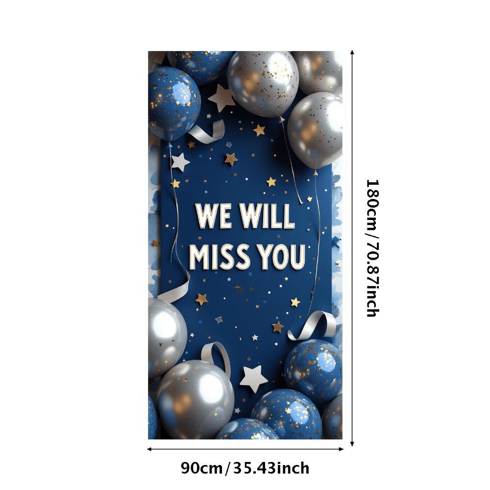 Blue Watercolor Style Farewell Banner with Balloons Star Elements Party ...