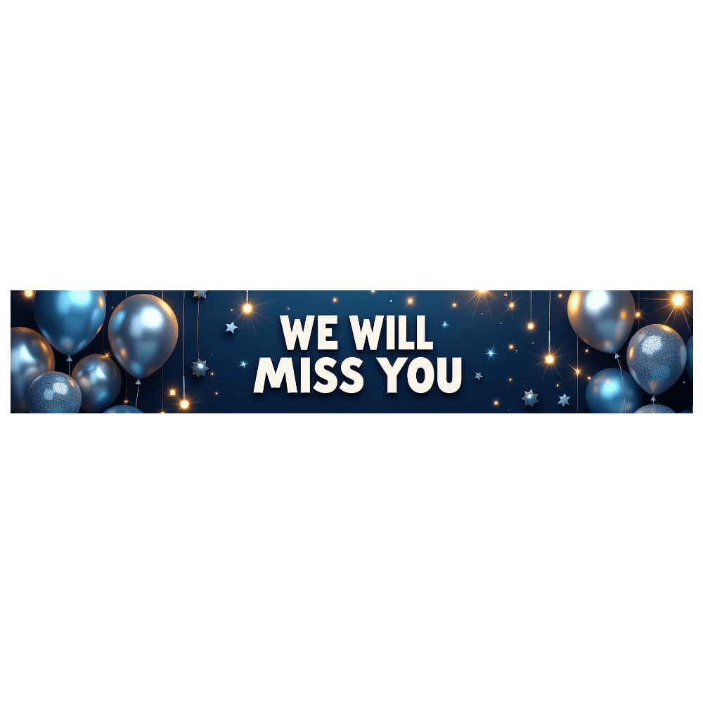 Blue Watercolor Style Farewell Banner with Balloons Star Elements Party ...