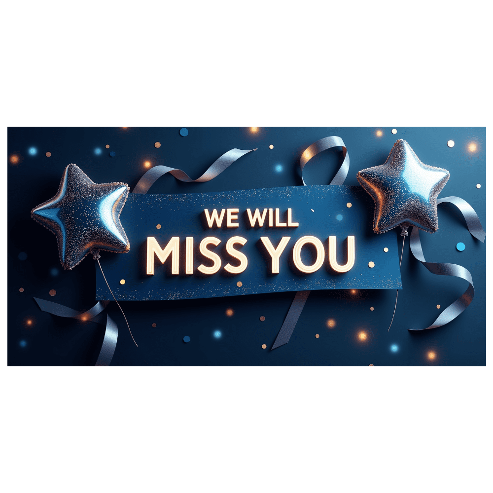 Blue Watercolor Style Farewell Banner with Balloons Star Elements Party ...