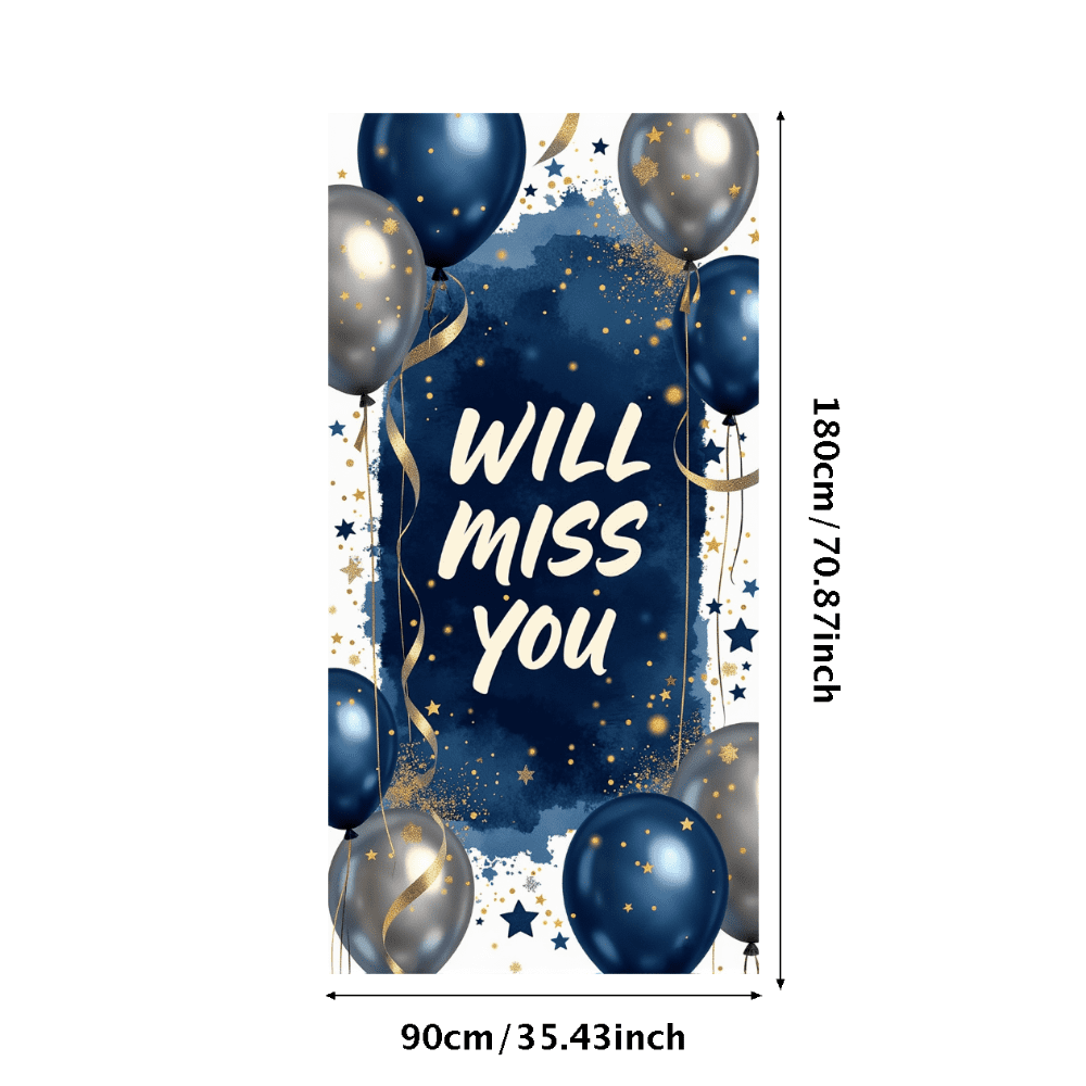 Blue Watercolor Style Farewell Banner with Balloons Star Elements Party ...