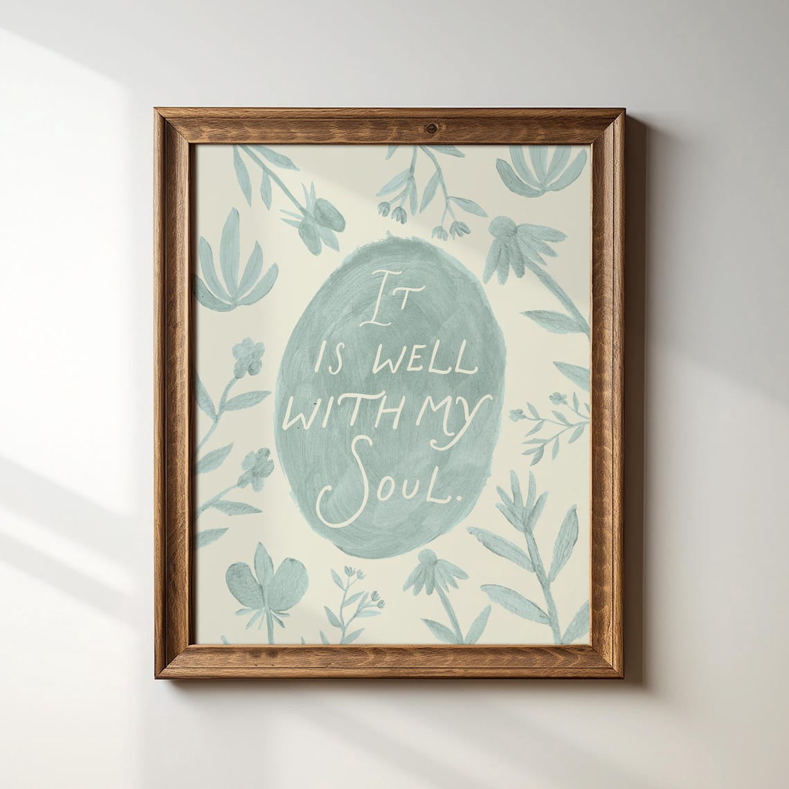 Blue Watercolor Style Floral Abstract It Is Well With My Soul Print Art ...