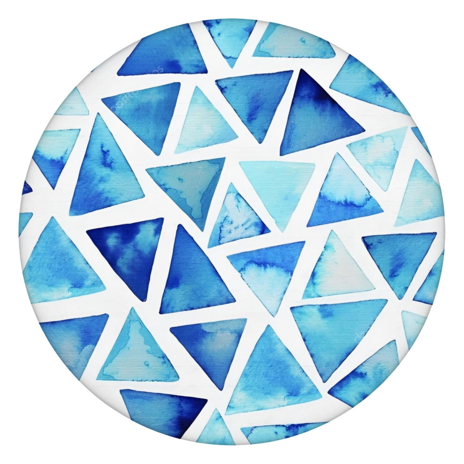 Blue Watercolor Triangle Pattern Round Fitted Tablecloth with Elastic ...