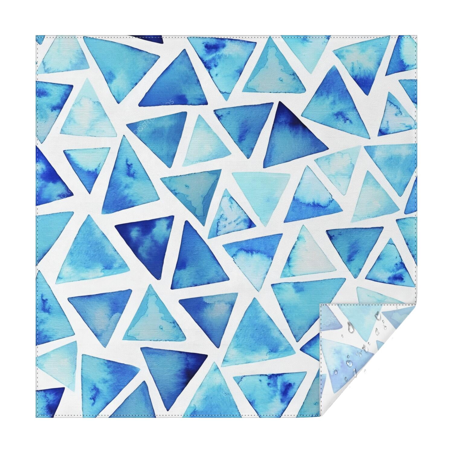 Blue Watercolor Triangle Pattern Square Tablecloth,Waterproof Square ...