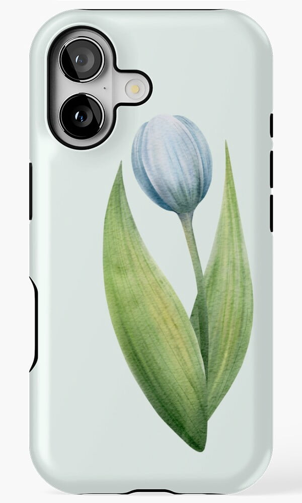 Blue Watercolor Tulip Bud Floral Art Phone Case for iPhone 11 12 13 14 ...