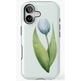 Blue Watercolor Tulip Bud Floral Art Phone Case for iPhone 11 12 13 14 ...