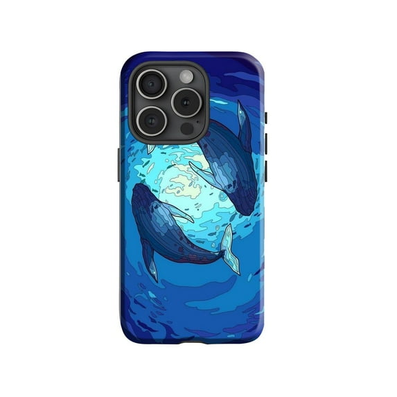 Blue Watercolor Whale Shark Phone Case Marine Art Glossy Shell with ...