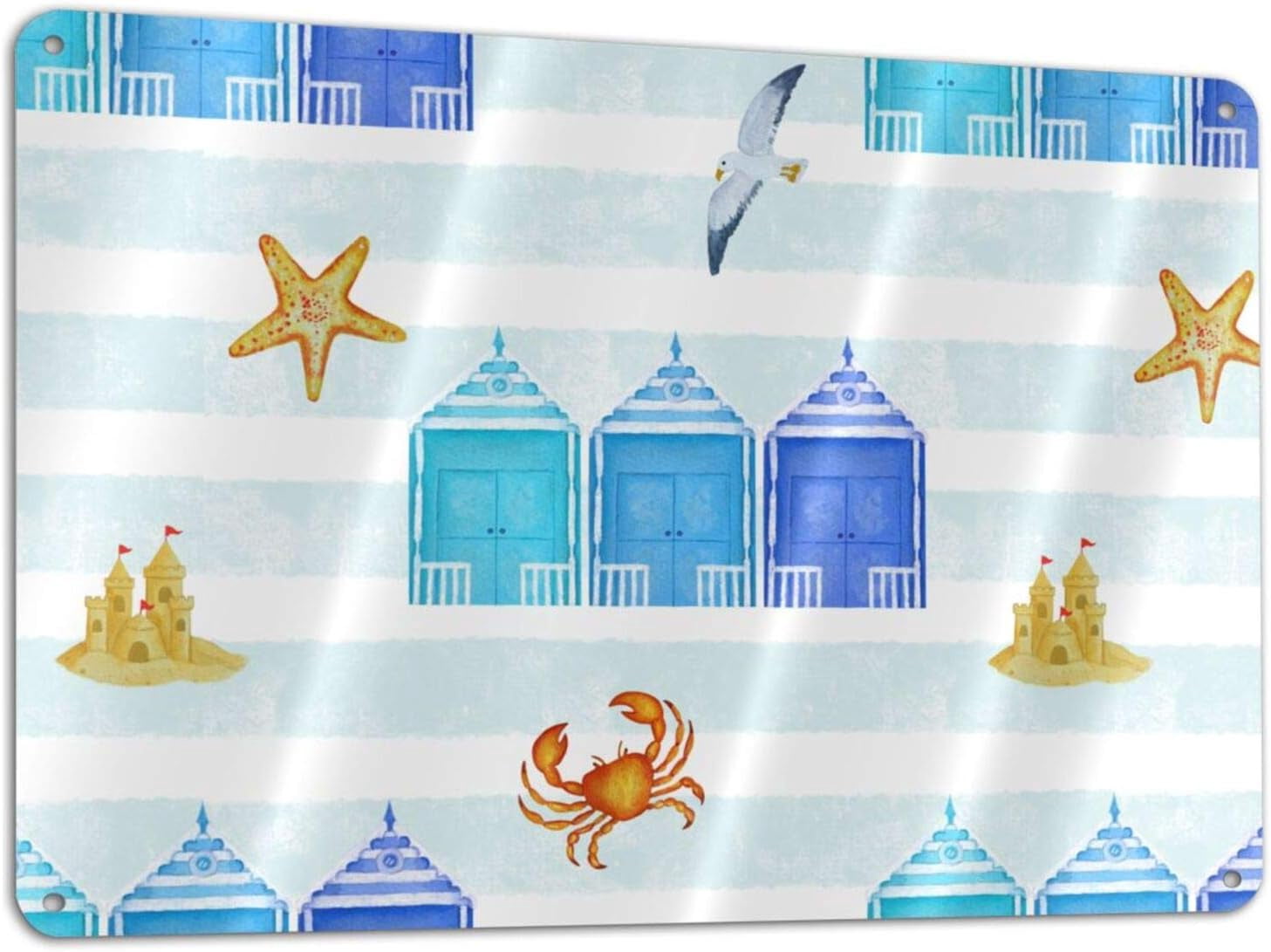 Blue Watercolour Beach Tin Signs Wall Decor for Bars,Restaurants,Cafes ...