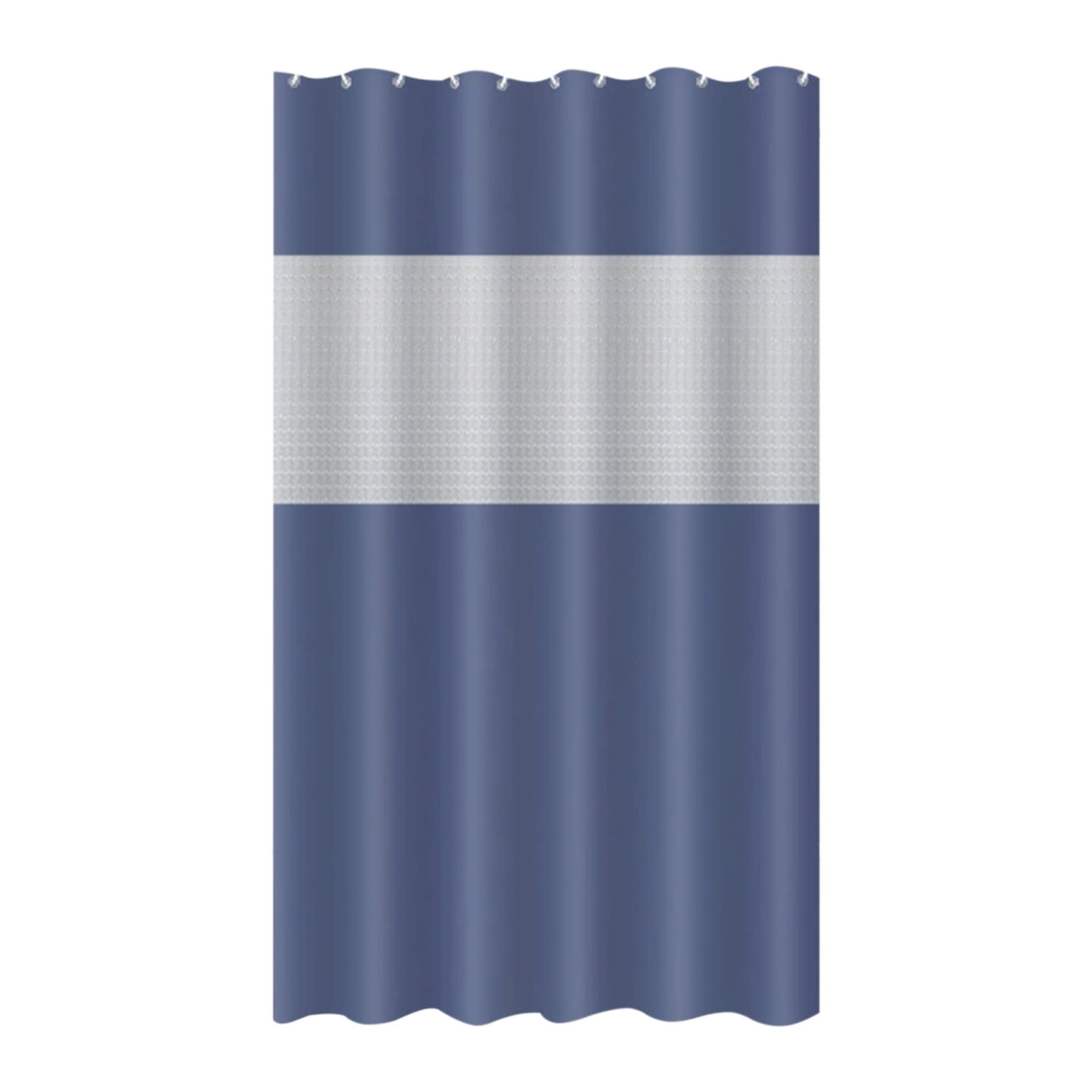 Blue Waterproof Eva Shower Curtain With Light-Permeable Panel, No-Punch ...