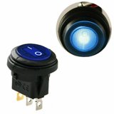Blue Waterproof On/Off Round Rocker Switch SPST LED Illuminated 12V DC ...